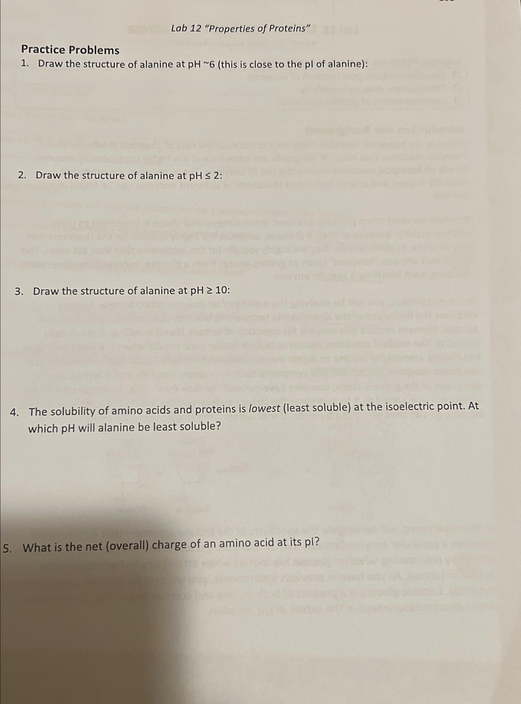 Solved Lab 12 ﻿"Properties of Proteins"Practice ProblemsDraw | Chegg.com