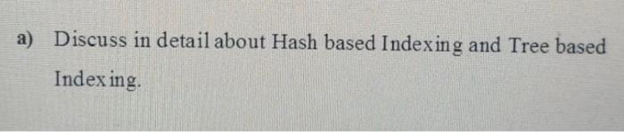Solved a) Discuss in detail about Hash based Indexing and | Chegg.com