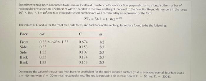 Solved Experiments have been conducted to determine local | Chegg.com
