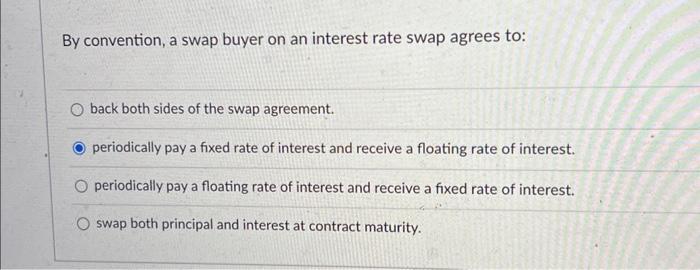 Solved By convention, a swap buyer on an interest rate swap | Chegg.com