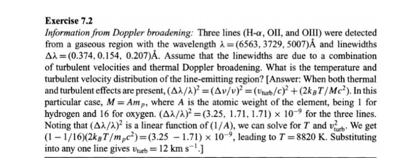 Solved Exercise 7.2 Information from Doppler broadening: | Chegg.com
