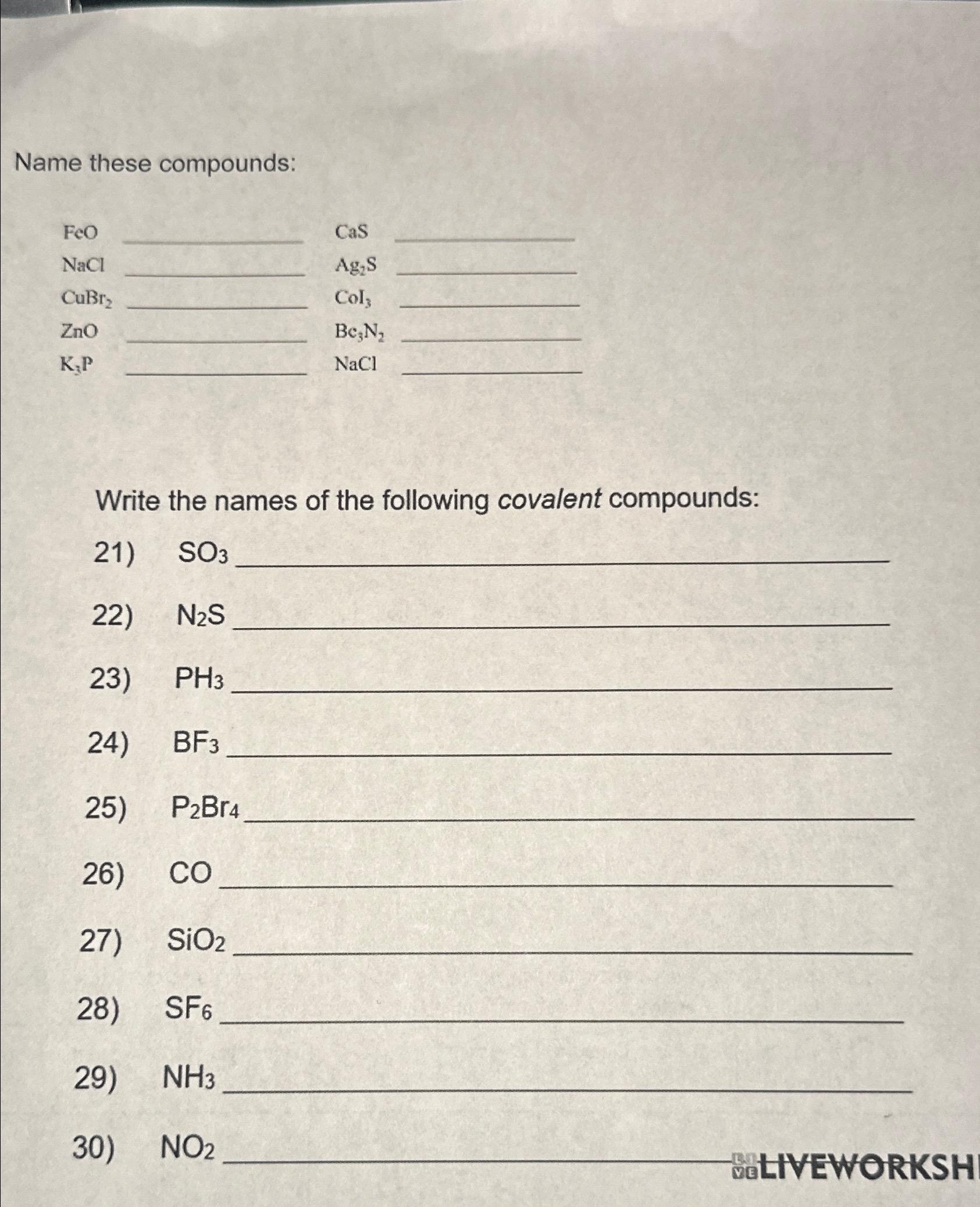 Solved Name these compounds:Write the names of the following | Chegg.com
