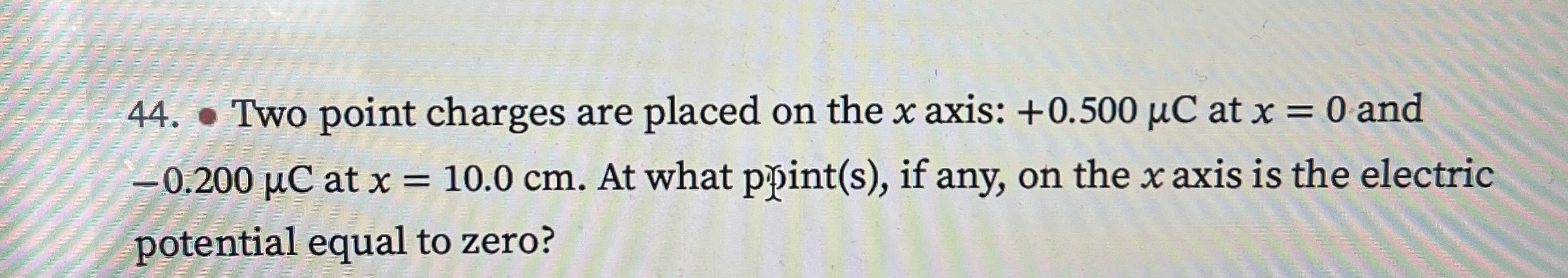 Solved Two point charges are placed on the x ﻿axis: +0.500μC | Chegg.com