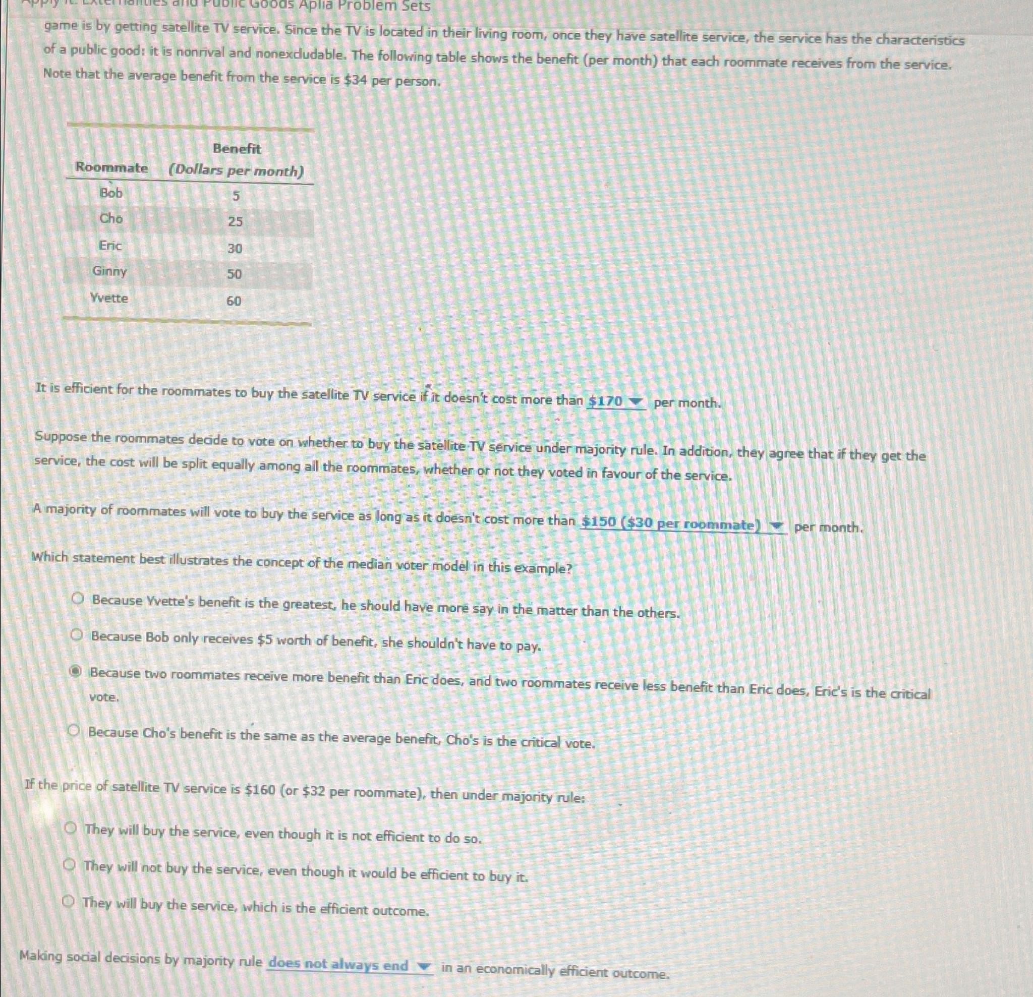 Solved Aplia Problem Setsgame is by getting satellite TV | Chegg.com