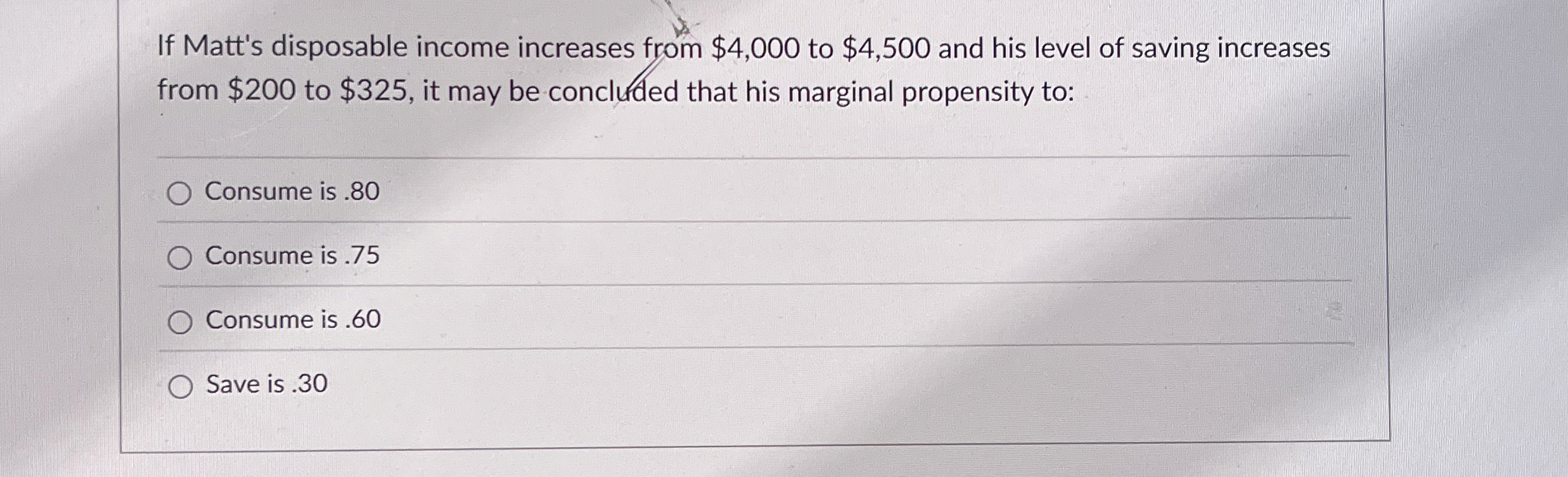 Solved If Matt's disposable income increases from $4,000 ﻿to | Chegg.com