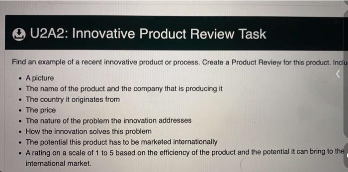 Find an example of a recent innovative product or | Chegg.com