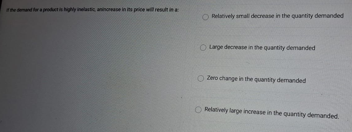 Solved If the demand for a product is highly inelastic, | Chegg.com