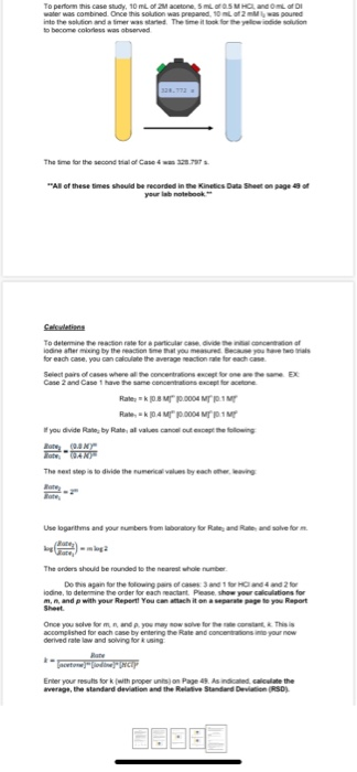 Solved Kinetics Data Sheet Initial concentrations Case | Chegg.com