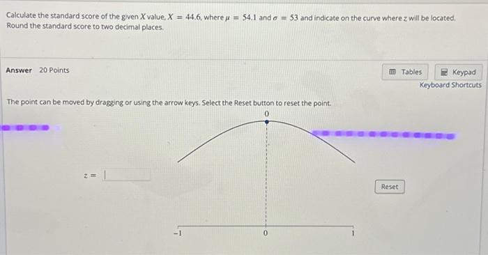 Solved Calculate the standard score of the given X value, | Chegg.com