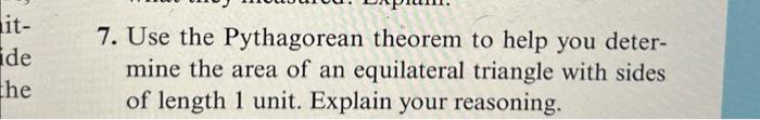 Solved Use the Pythagorean theorem to help you determine the | Chegg.com