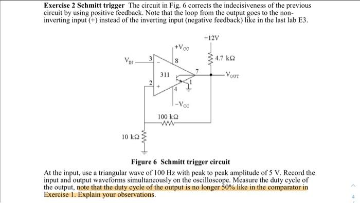 Solved Exercise 2 Schmitt trigger The circuit in Fig. 6 | Chegg.com