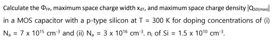 Solved Calculate the ΦFP, maximum space charge width xdT, | Chegg.com