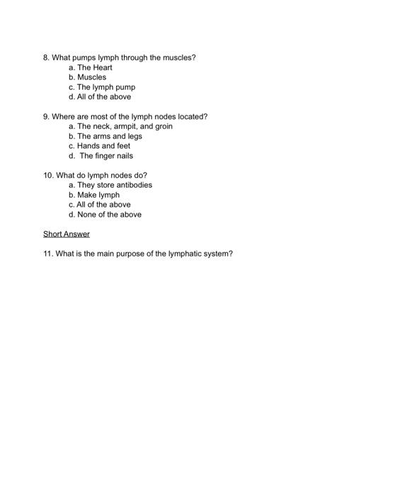 Solved Lymphatic System Quiz 1. What organ belongs to the | Chegg.com