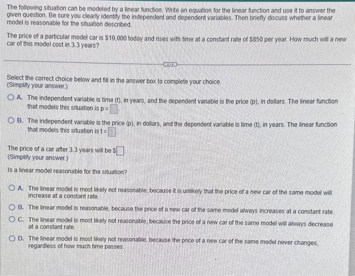 Solved The following situation can be modeled by a linear | Chegg.com