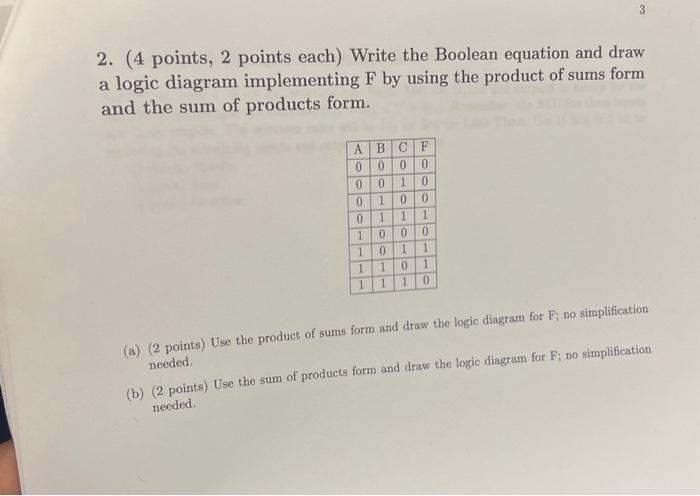 Solved 2. (4 points, 2 points each) Write the Boolean | Chegg.com