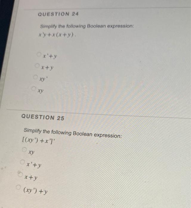 Solved Simplify the following Boolean expression: xyy+x(x+y) | Chegg.com