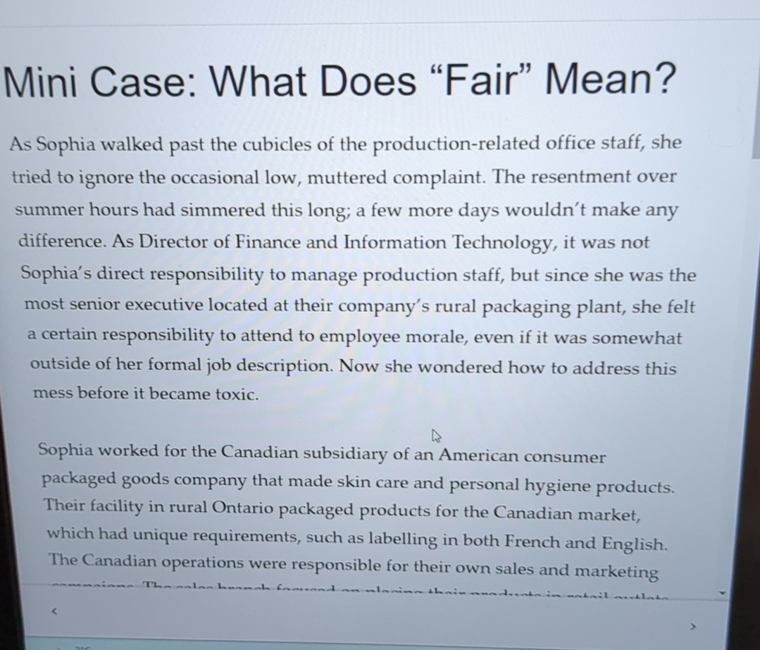 Solved Mini Case: What Does "Fair" Mean?As Sophia walked | Chegg.com