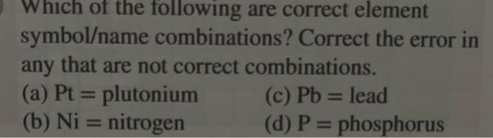 Solved Which of the following are correct element | Chegg.com
