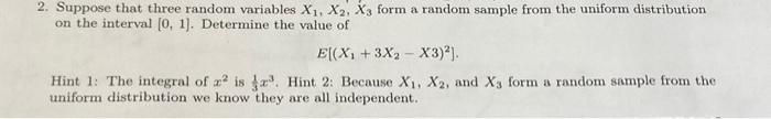 2. Suppose that three random variables X1,X2,X3 form | Chegg.com