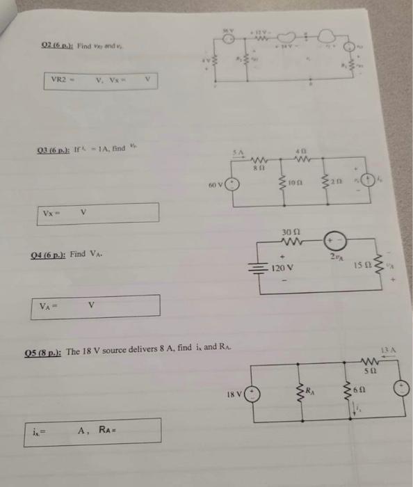 Solved Q2. 6 . out Find vn and vn VR2=V∗⋅Vx=V Q3 (6n) : If | Chegg.com