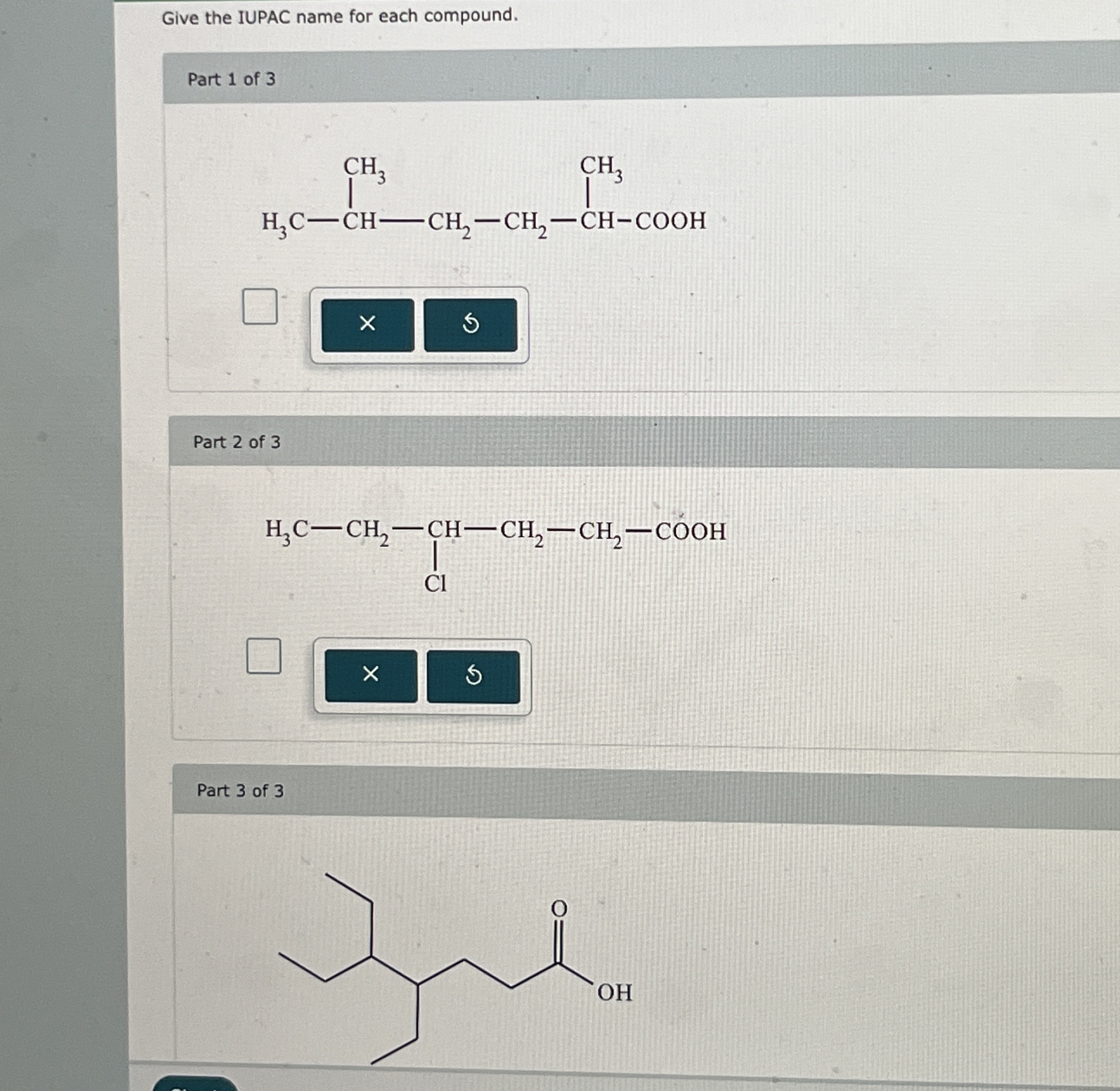 Solved Give the IUPAC name for each compound.Part 1 ﻿of | Chegg.com