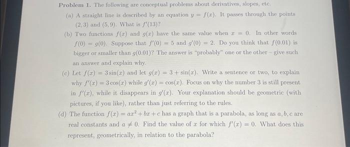 Solved Problem 1. The following are conceptual problems | Chegg.com