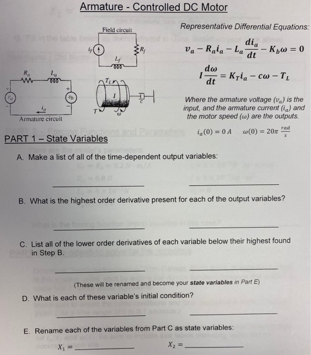 Solved Armature - Controlled DC Motor Field circuit | Chegg.com