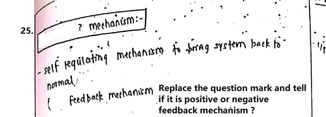 Solved 25. ? mechanism:- self regulating mechanism to bring | Chegg.com