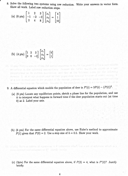 Solved 8. Solve the following two systems using row | Chegg.com