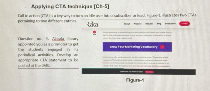 Solved Applying CTA technique [ Ch−5 ] Call to action (CTA) | Chegg.com