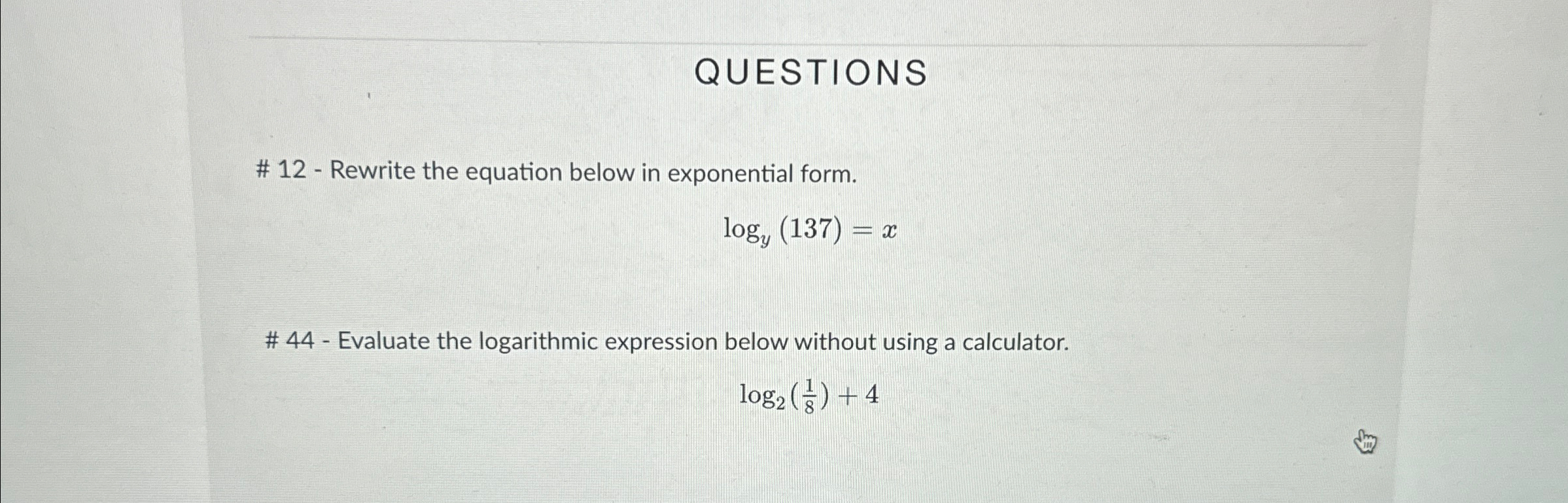 Solved QUESTIONS# 12 - ﻿Rewrite the equation below in | Chegg.com
