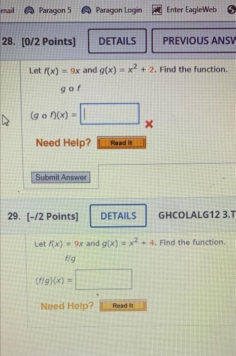 Solved mail Paragon 5 28. [0/2 Points] 4 Paragon Login Enter | Chegg.com