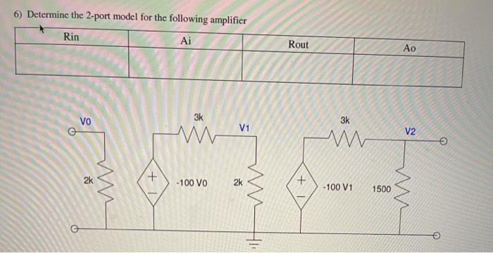 Solved 6) Determine the 2-port model for the following | Chegg.com