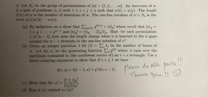 Solved 1. Let Sn be the group of permutations of | Chegg.com