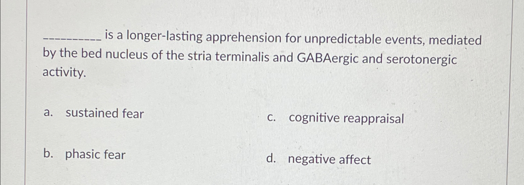 Solved is a longer-lasting apprehension for unpredictable | Chegg.com