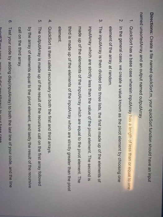 Homework Assignment 03: Quick Sort Int uction: | Chegg.com