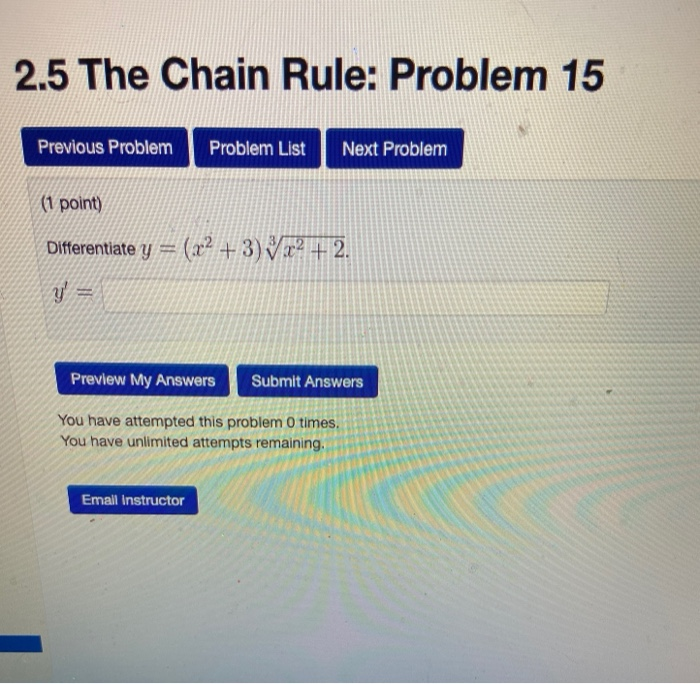 Solved 2.5 The Chain Rule: Problem 15 Previous Problem | Chegg.com