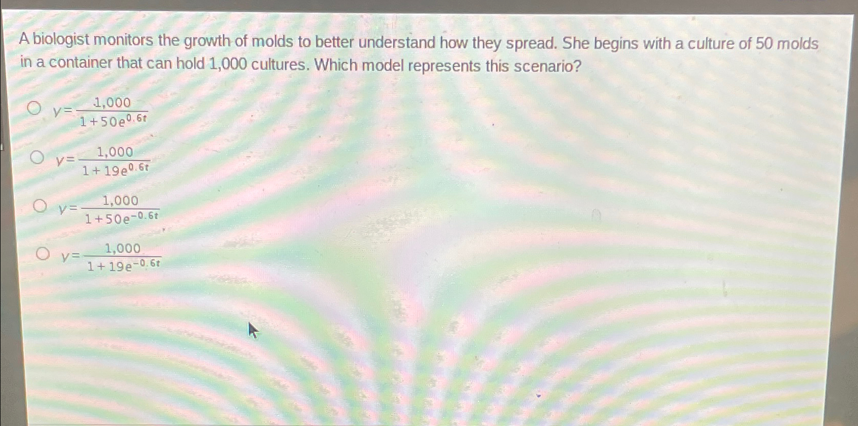 Solved A biologist monitors the growth of molds to better | Chegg.com