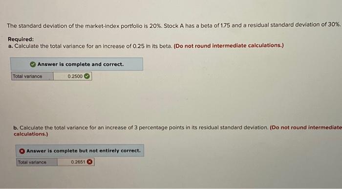 Solved The standard deviation of the market-index portfolio | Chegg.com