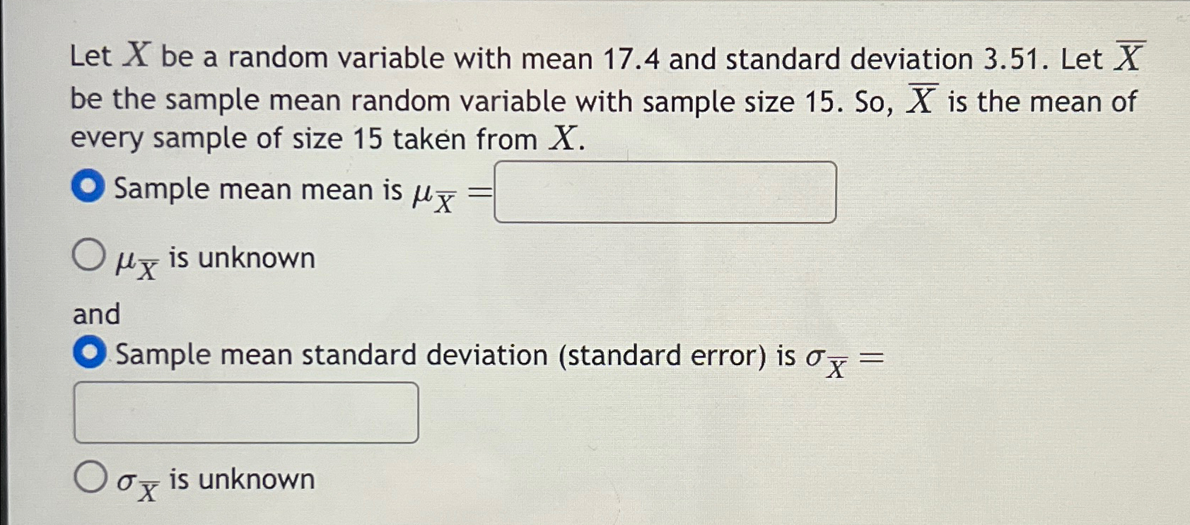 Solved Let x ﻿be a random variable with mean 17.4 ﻿and | Chegg.com