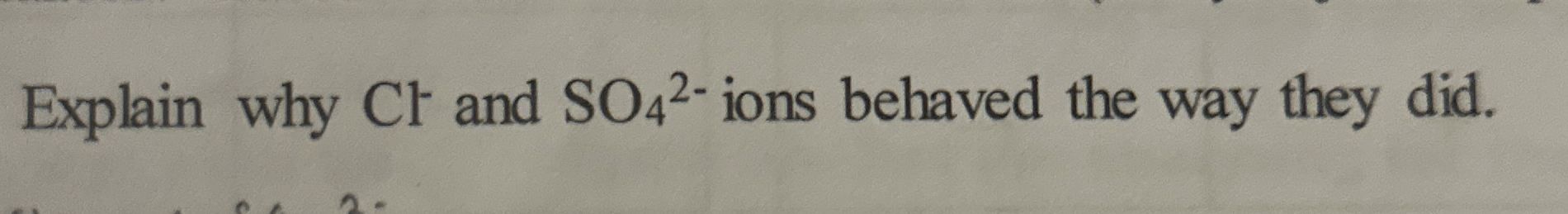 Solved Explain why Cl and SO42- ﻿ions behaved the way they | Chegg.com