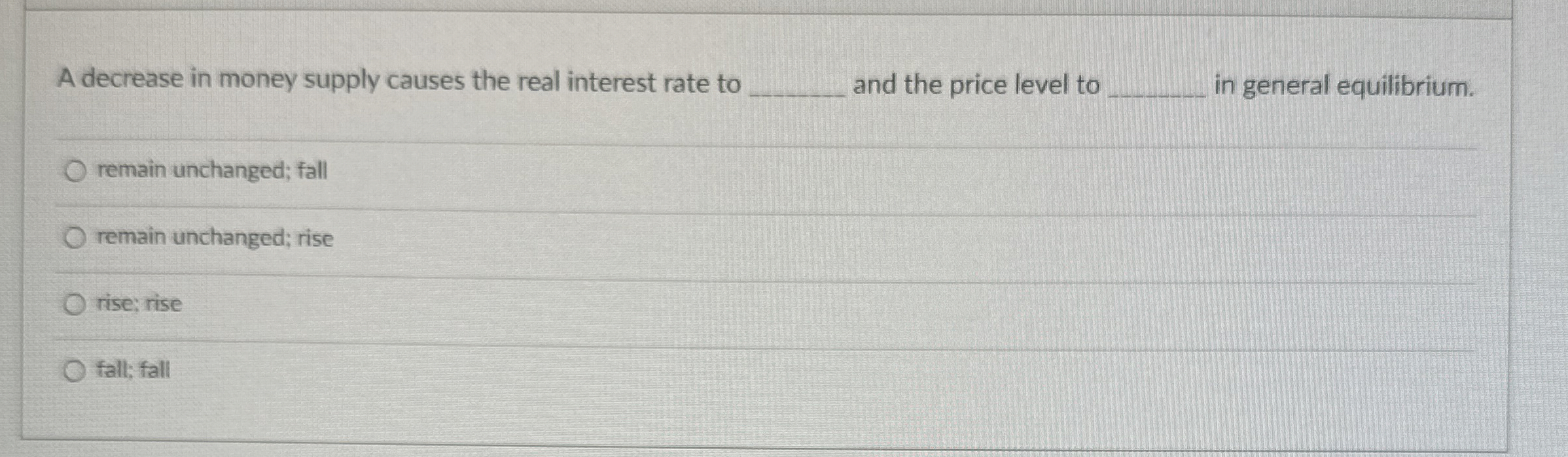 Solved A decrease in money supply causes the real interest | Chegg.com