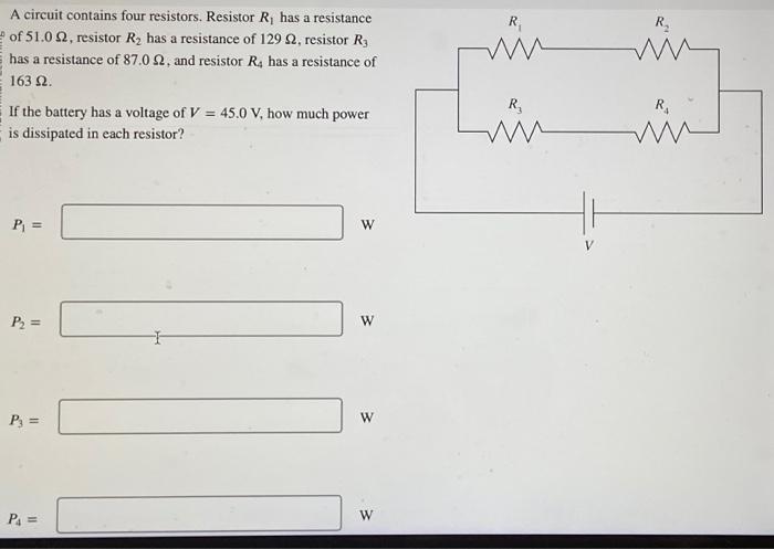 Solved A circuit contains four resistors. Resistor R1 has a | Chegg.com