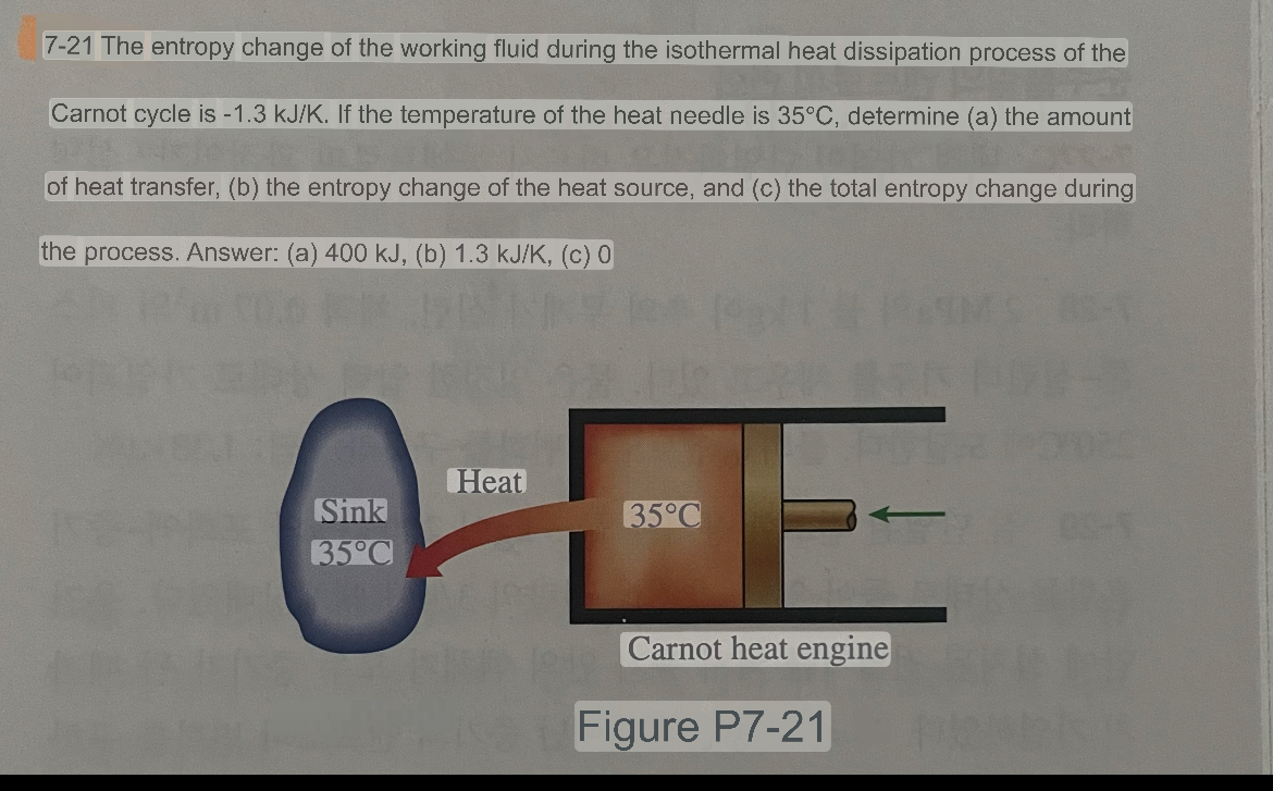 Solved 7-21 ﻿The entropy change of the working fluid during | Chegg.com
