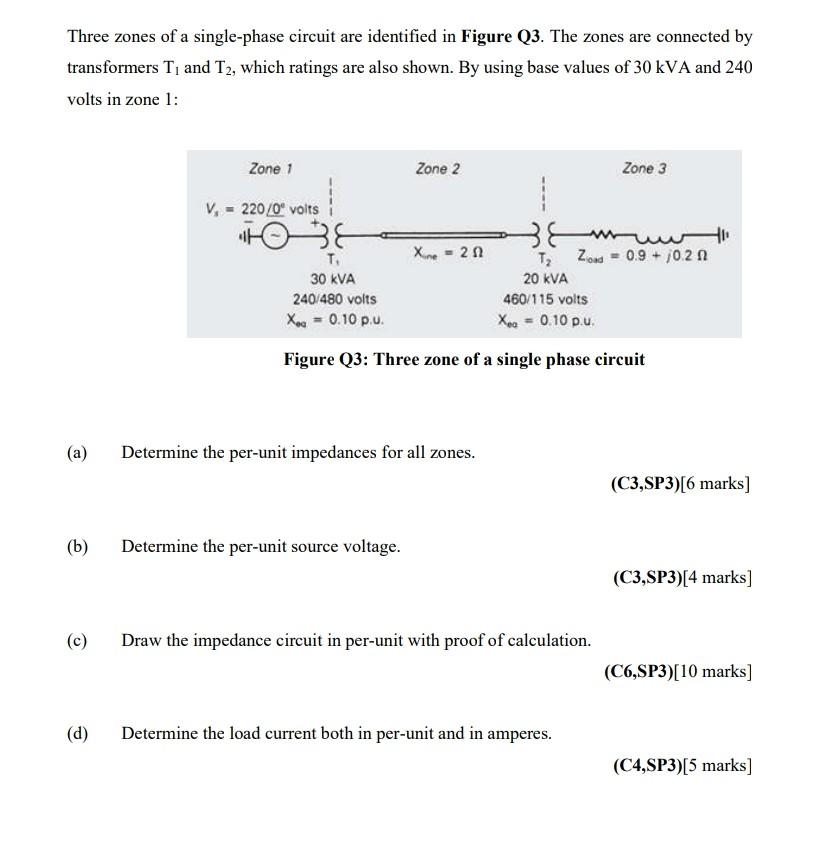 Solved Three zones of a single-phase circuit are identified | Chegg.com