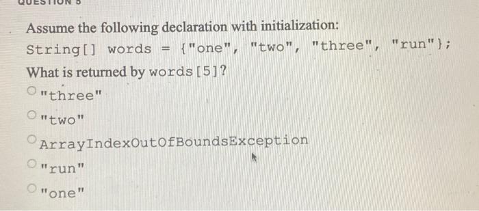Solved Assume the following declaration with initialization: | Chegg.com