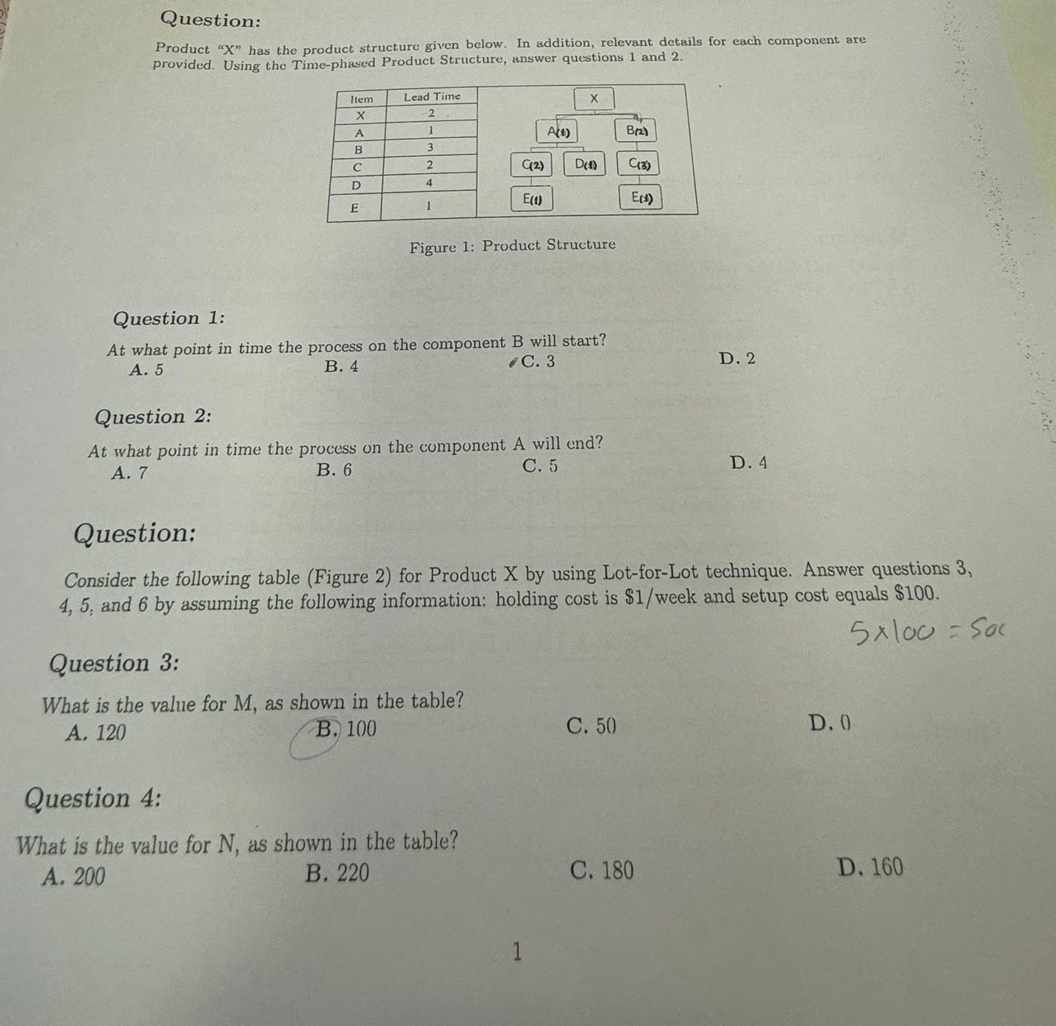 Solved Question:Product " x " ﻿has the product structure | Chegg.com