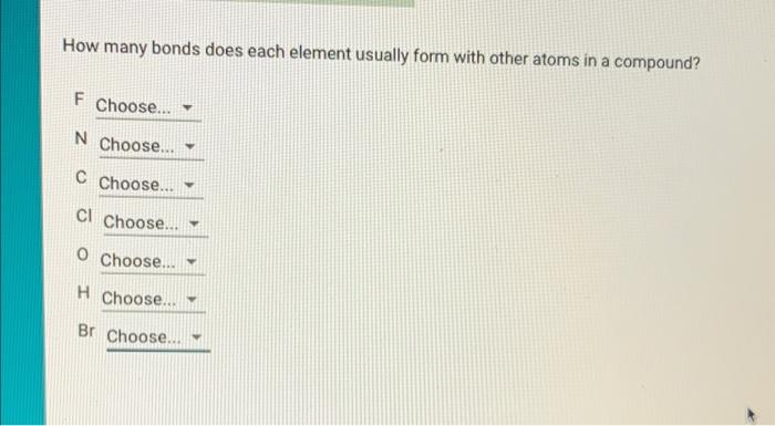 Solved How many bonds does each element usually form with | Chegg.com