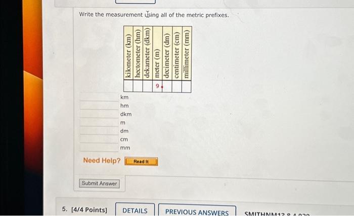 Solved Write the measurement Ising all of the metric | Chegg.com