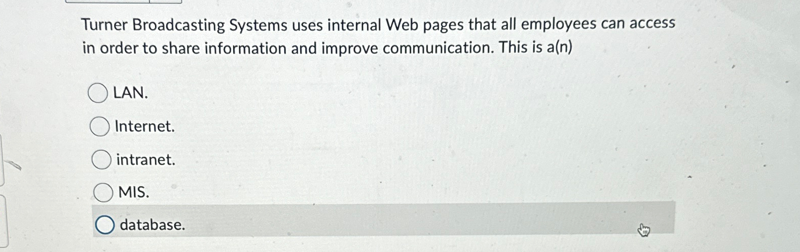 Solved Turner Broadcasting Systems uses internal Web pages | Chegg.com